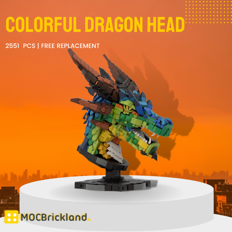 Colorful Dragon Head MOC 0088 Creator With 2551 Pieces - MOC Brick Land