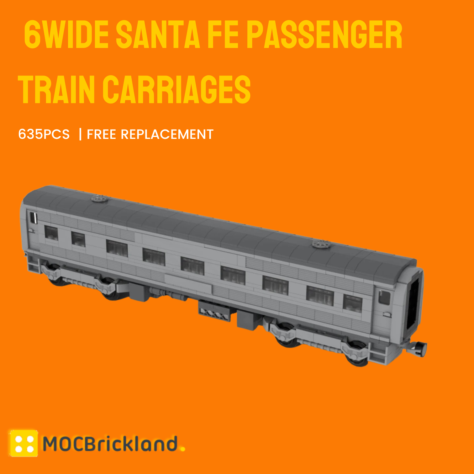 6wide Santa Fe Passenger Train Carriages MOC-89564 Technic With 635pcs ...